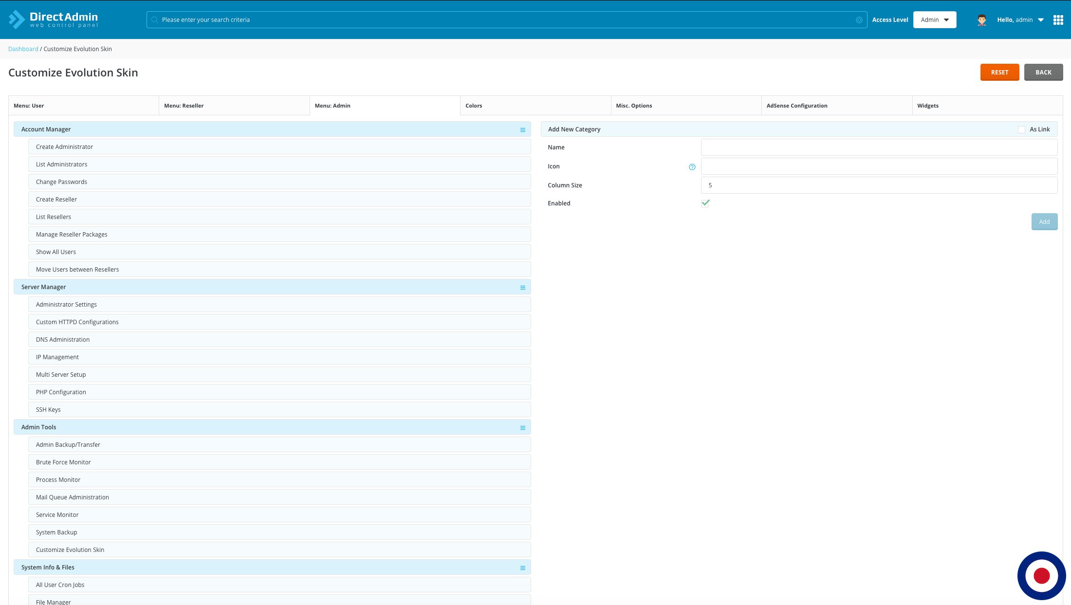 How To Install And Customise The Evolution Theme In Directadmin Vpsbasics