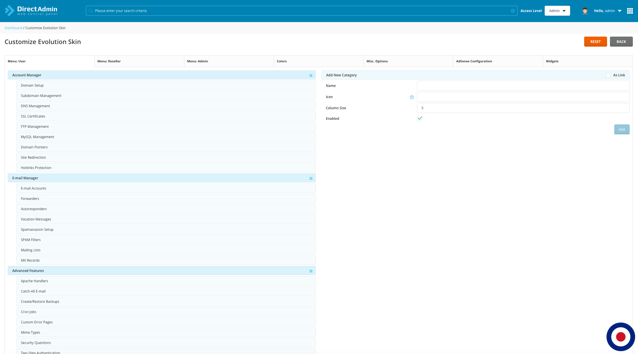 How To Install And Customise The Evolution Theme In Directadmin Vpsbasics