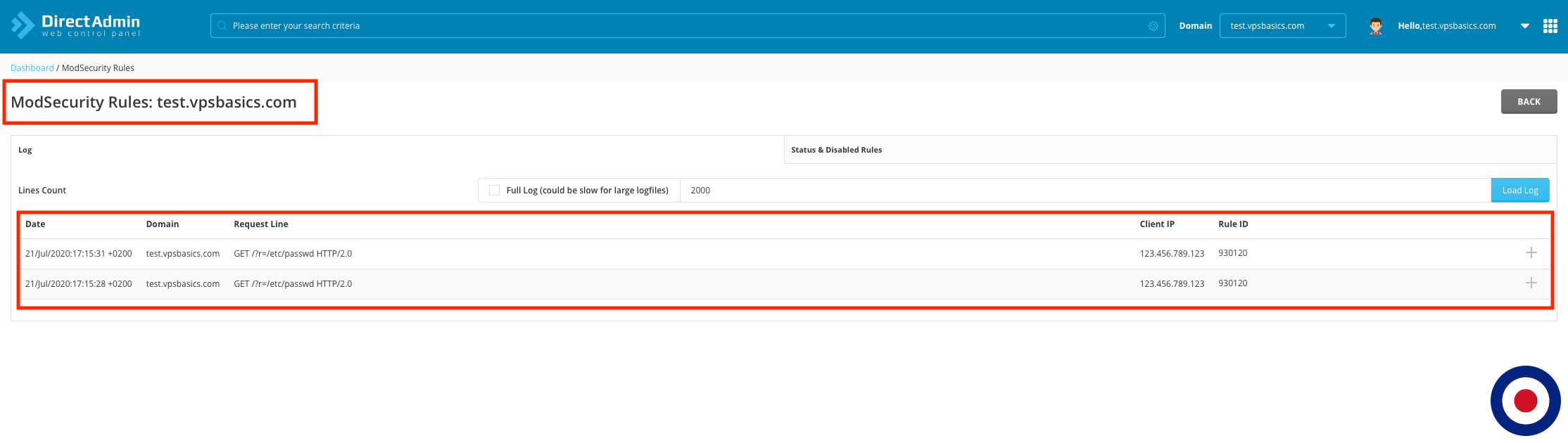 How to Enable and Disable ModSecurity Rules with DirectAdmin | VPSBasics