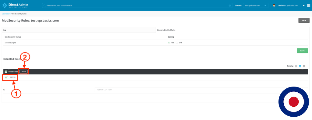 How To Enable And Disable Modsecurity Rules With Directadmin Vpsbasics